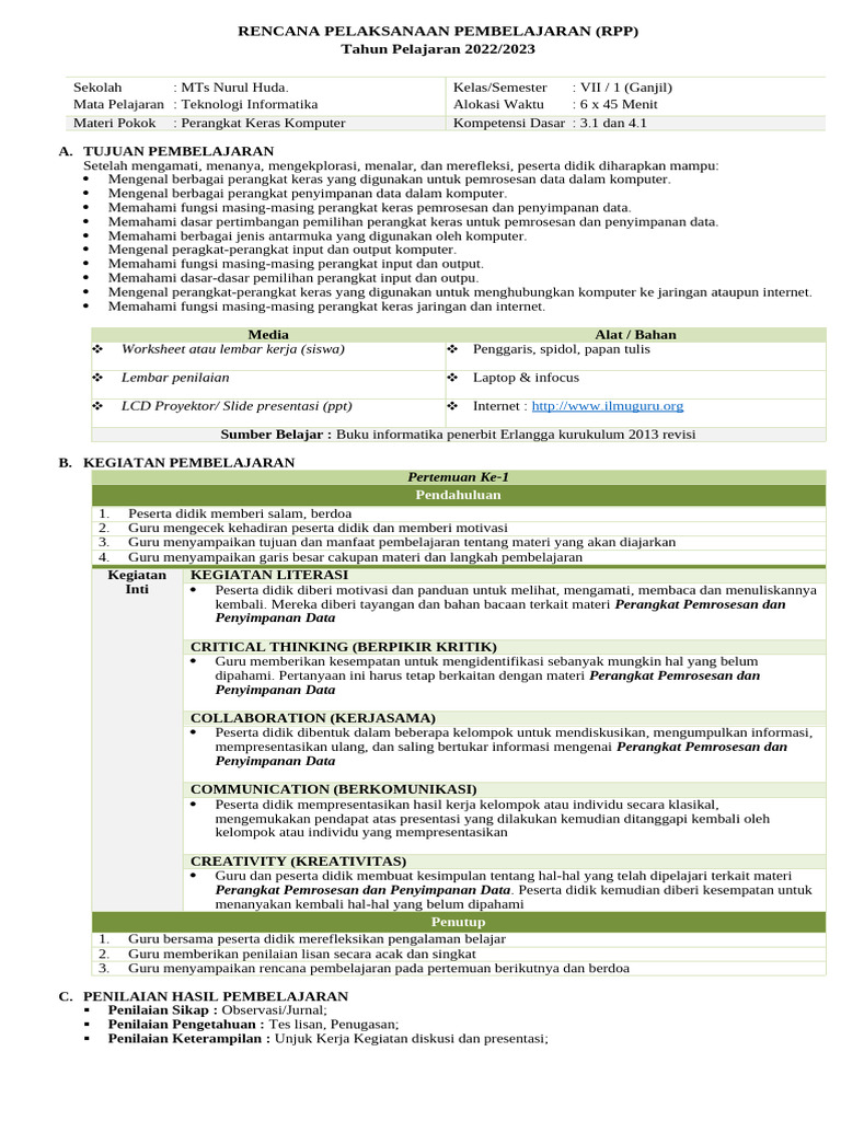 1.1 RPP I Tik Vii - 2022-2023 | PDF