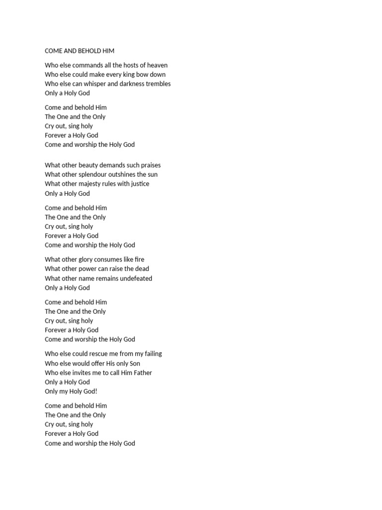 Come and Behold Him | PDF