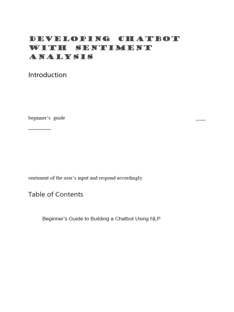 Developing Chatbot With Sentiment Analysis | PDF