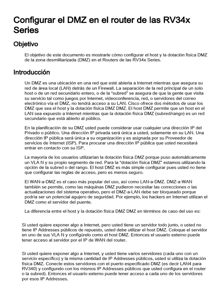 Configuring DMZ On The RV34x Series Router | PDF