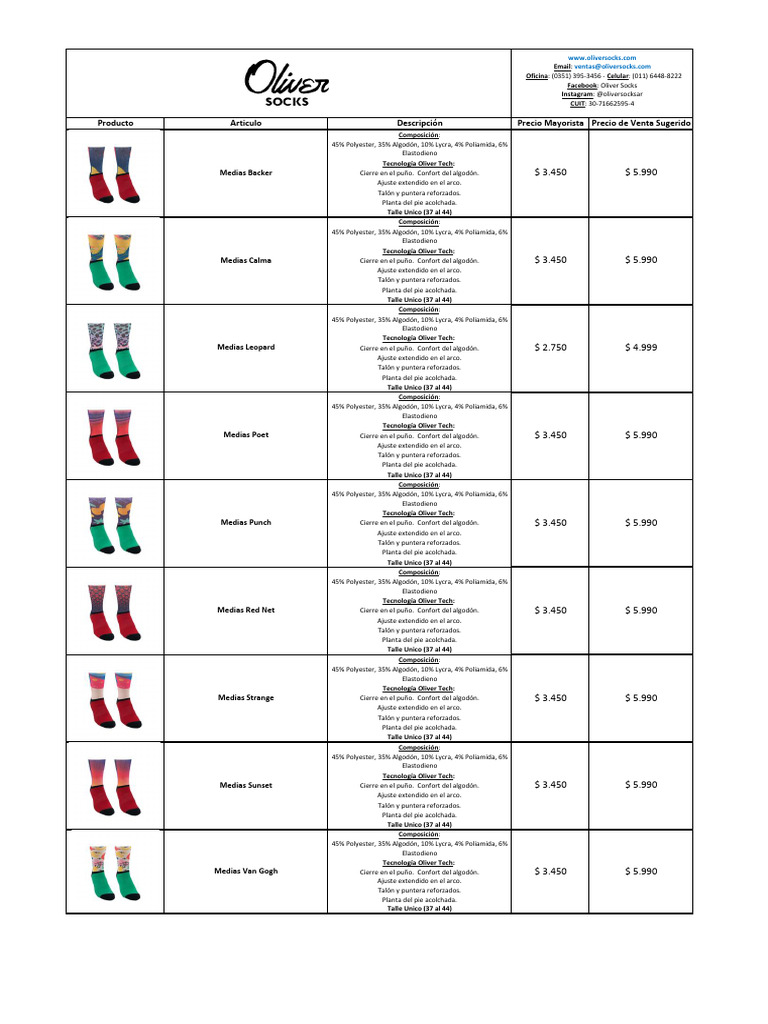 Catalogo Medias Oliver Socks Mayo 2024 | PDF