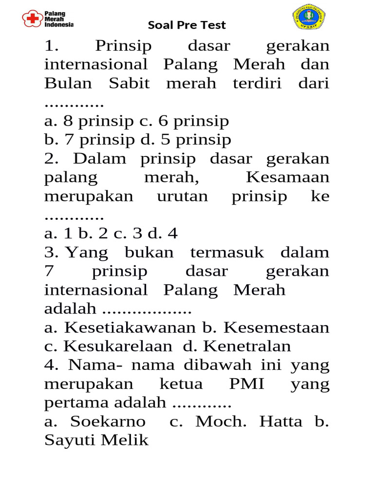 Soal Pre Test 25 | PDF