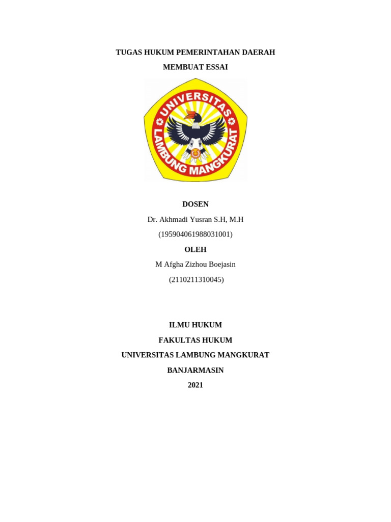 Tugas Hukum Pemerintahan Daerah | PDF