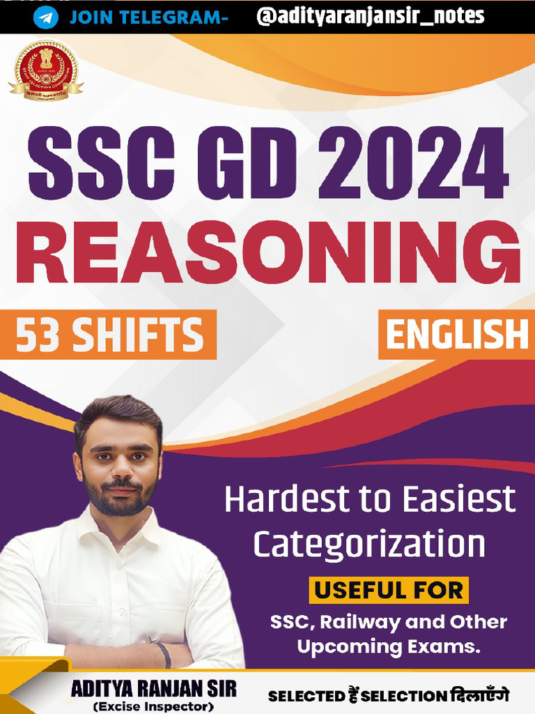 5 SSC GD 2024 ReasoningEnglish Hard To Easy by Aditya Ranjan Sir | PDF
