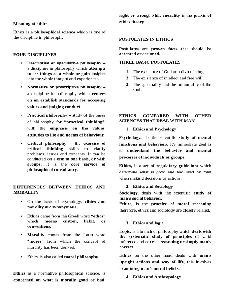 Ethics Reviewer Prelims | PDF