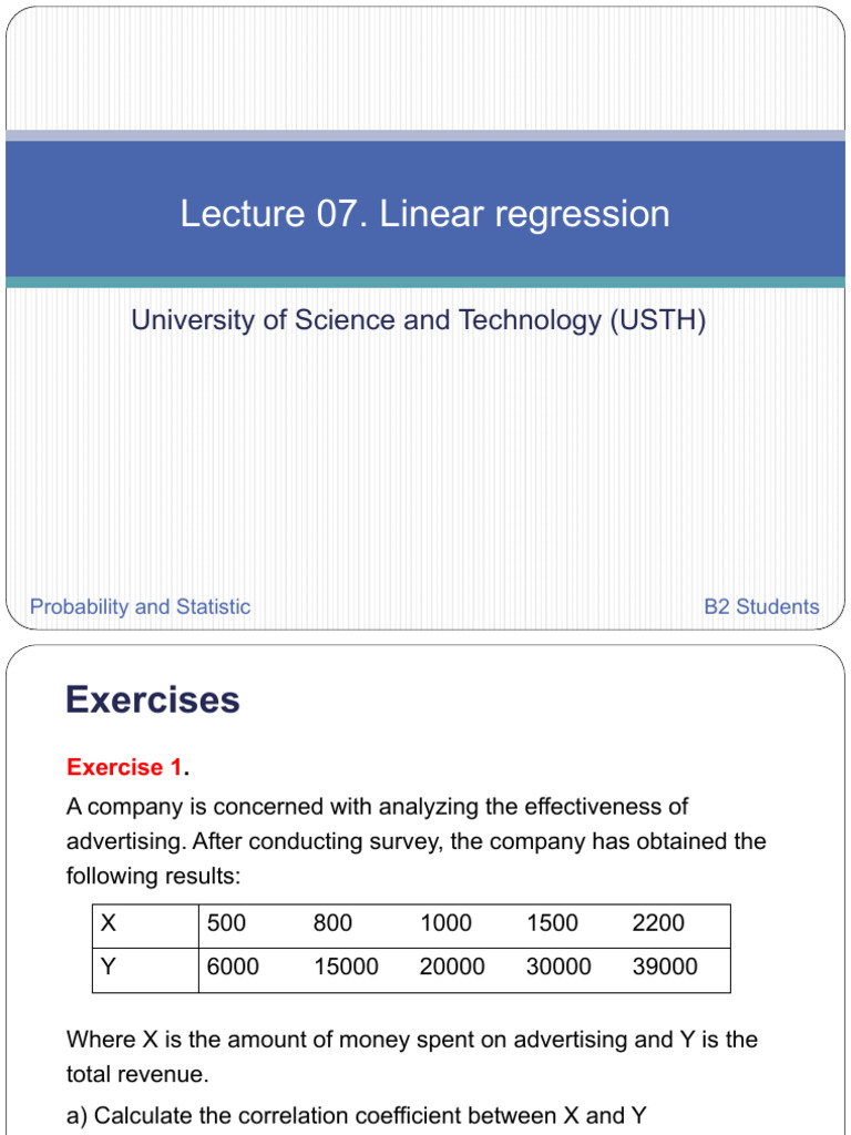 Lec07 Correlation LRegression Solution | PDF