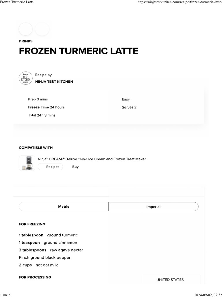 Ninja Creami - Frozen Turmeric Latte | PDF