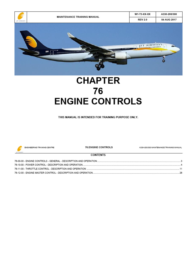 76 Engine Controls: Maintenance Training Manual W1-T3-XX-XX A330-200/ ...