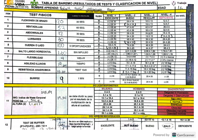 Tabla de Baremo | PDF