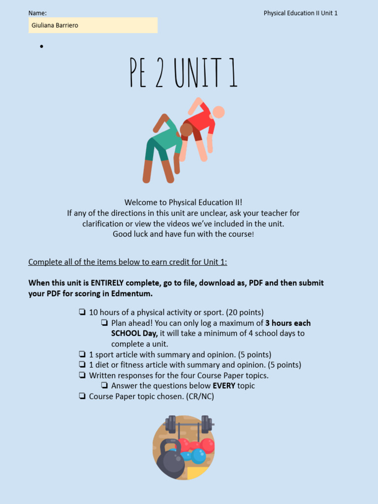 PE 2 Unit 1 | PDF