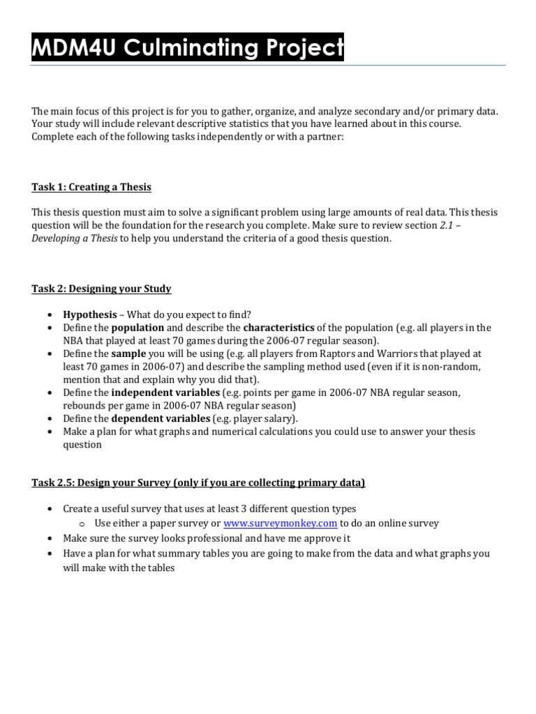 MDM4U Culminating Project 2018 | PDF | Statistics | Computers