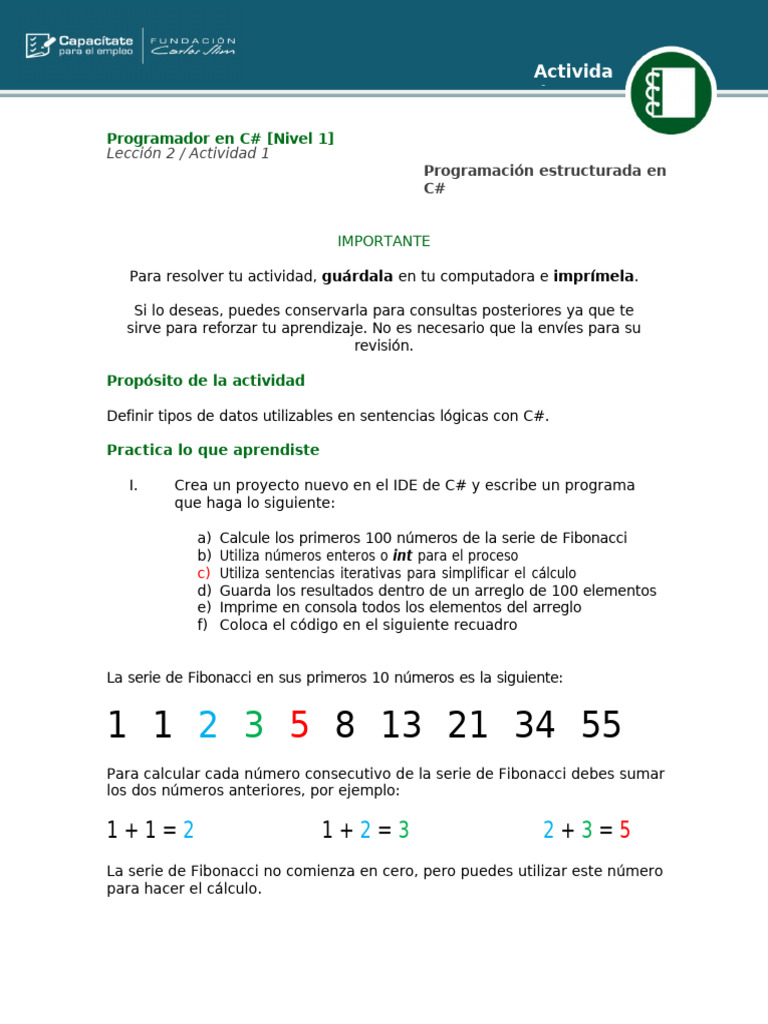 Programación estructurada en C# | PDF