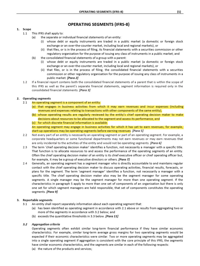IFRS-8 - Complete Chapter | PDF
