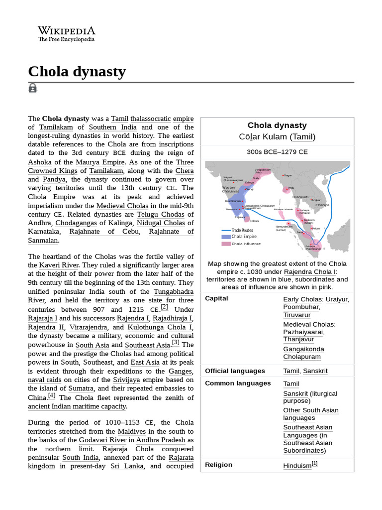 Chola Dynasty | PDF