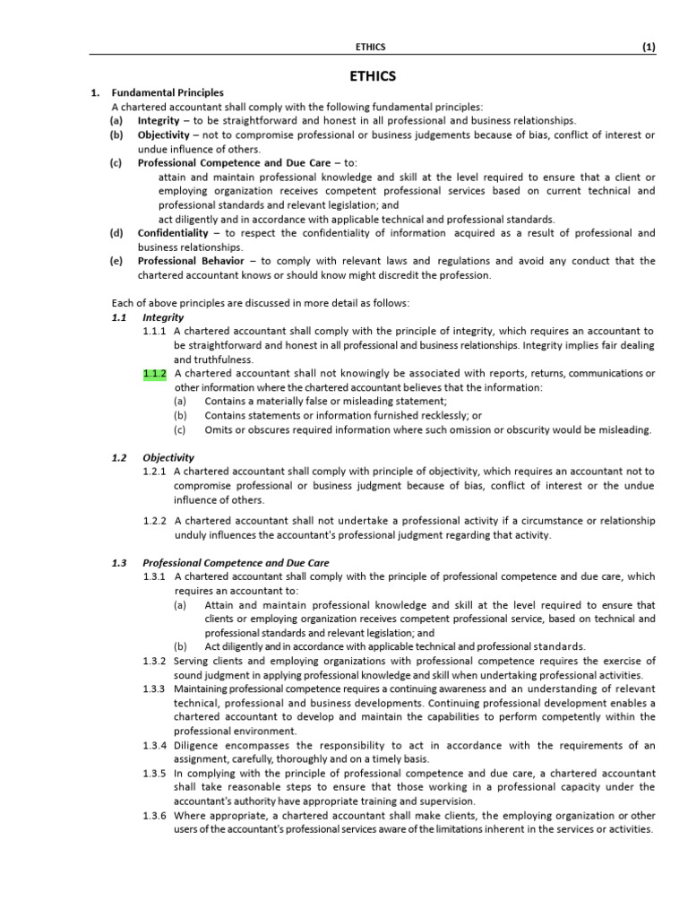 Ethics - Complete Chapter | PDF