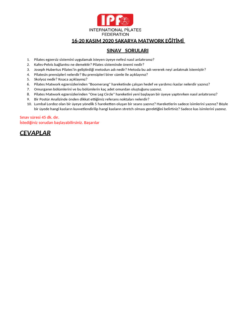 Güncel Matwork Sinav Sorulari 2 | PDF