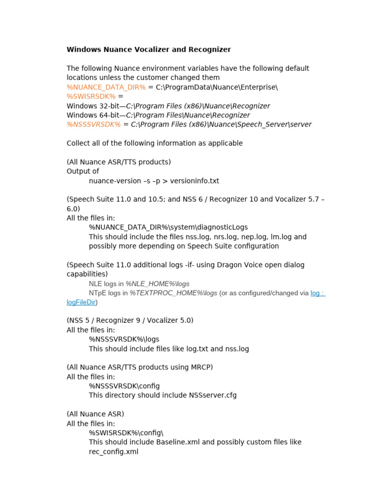 Nuance Logs - Windows | PDF