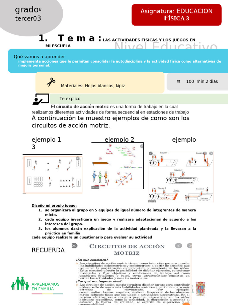 Educacion Fisica Tercero de Secundaria Circuito Motrices | PDF