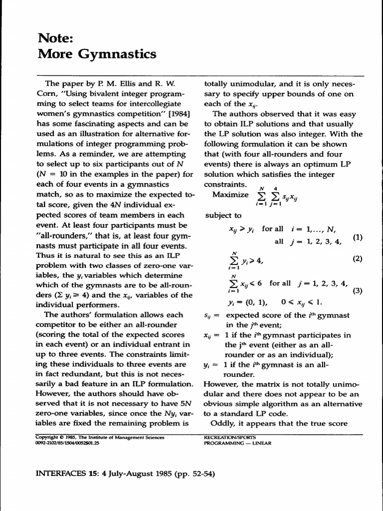 Using Bivalent Integer Programming To Select Teams For Intercollegiate ...