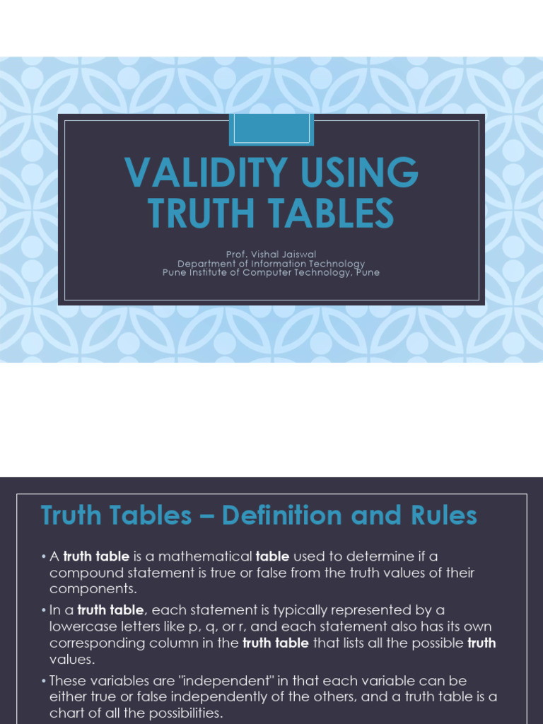 Validity Using Truth Tables | PDF