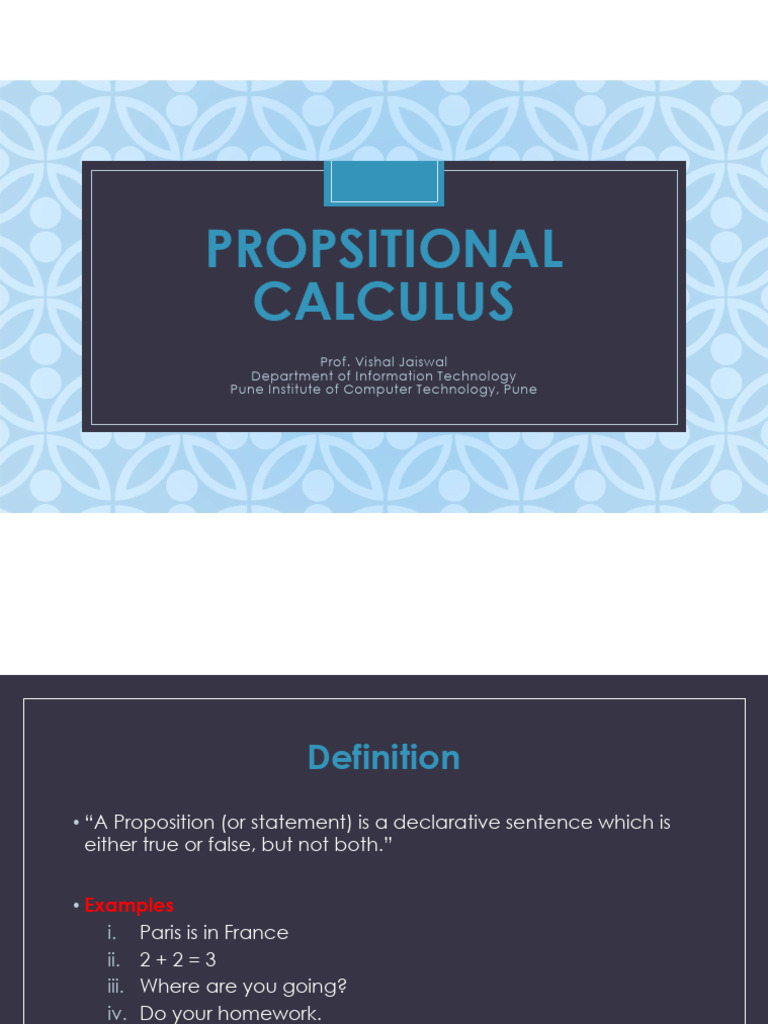 Propositional Calculus | PDF