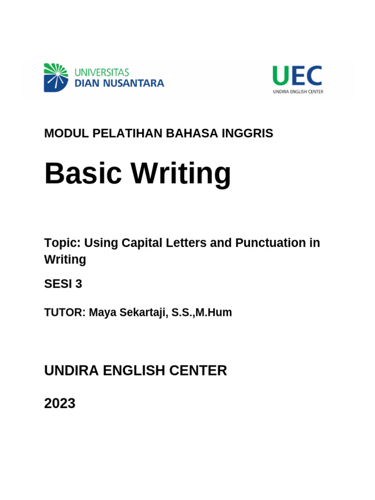 Modul Sesi 3, Basic Writing | PDF