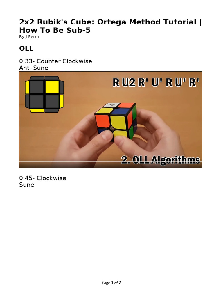 2x2 Rubik's Cube - Ortega Method Tutorial - How To Be Sub-5 | PDF