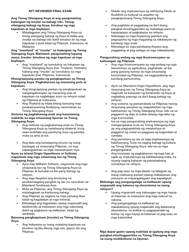 Ap7 Reviewer Final Exam | PDF