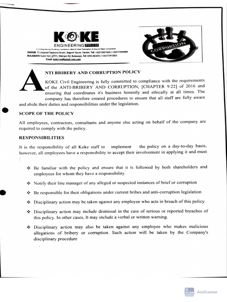 Anti-Bribery Policy | PDF