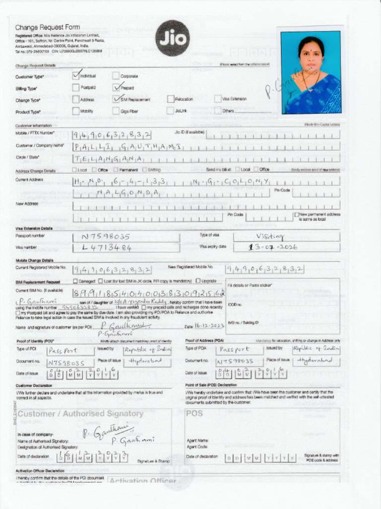CRF Form Jio | PDF
