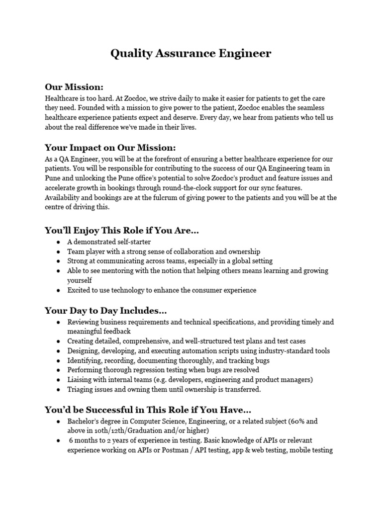 QA Engineer | PDF