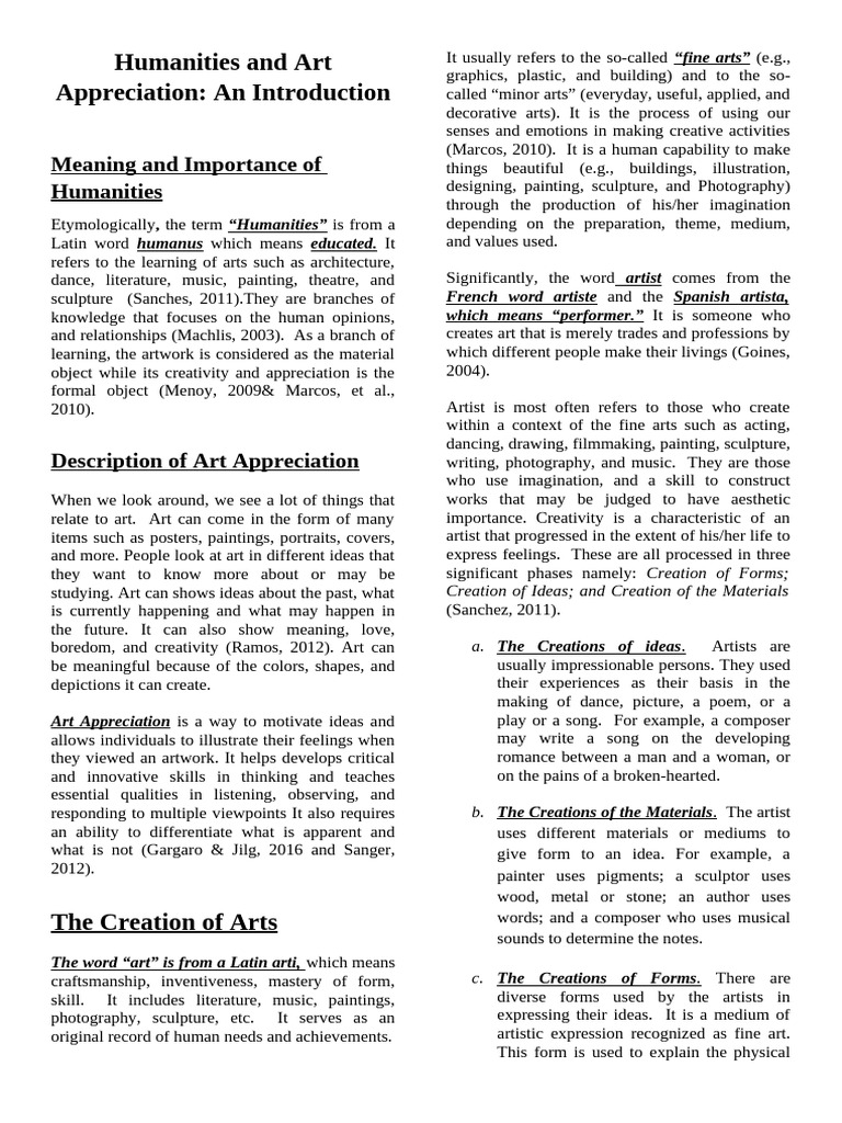 Art Appreciation Chapters 1 & 2 | PDF | The Arts | Art