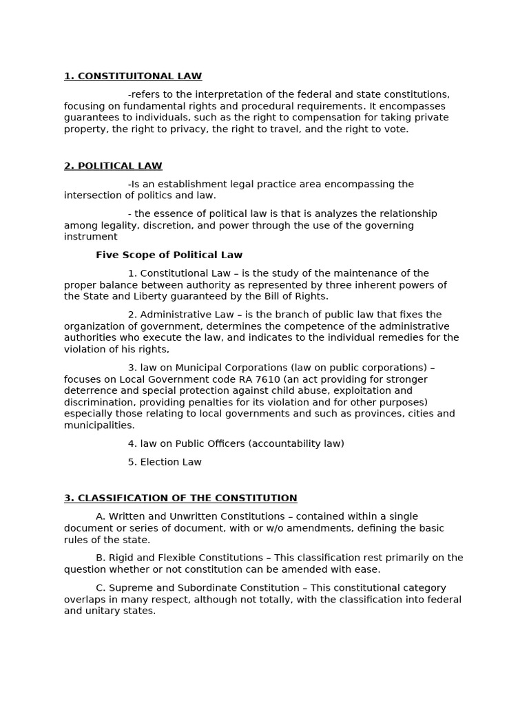 Constitutional Law Vs Political Law | PDF