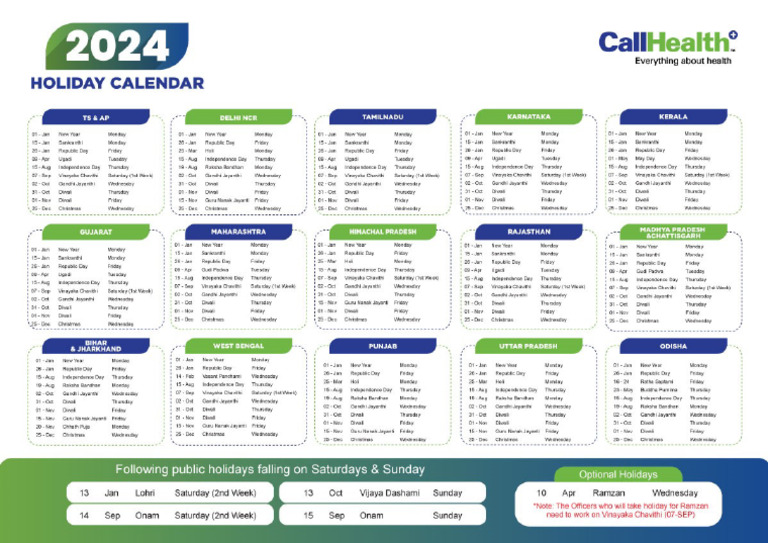 Annual Holiday Calendar | PDF