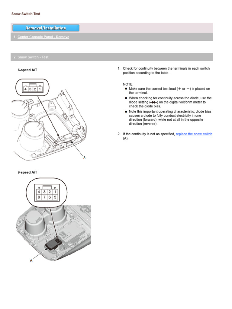 Snow Switch Test 6166 | PDF
