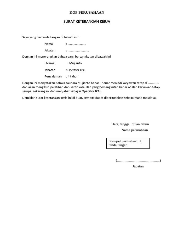 3d. Surat Keterangan Kerja | PDF