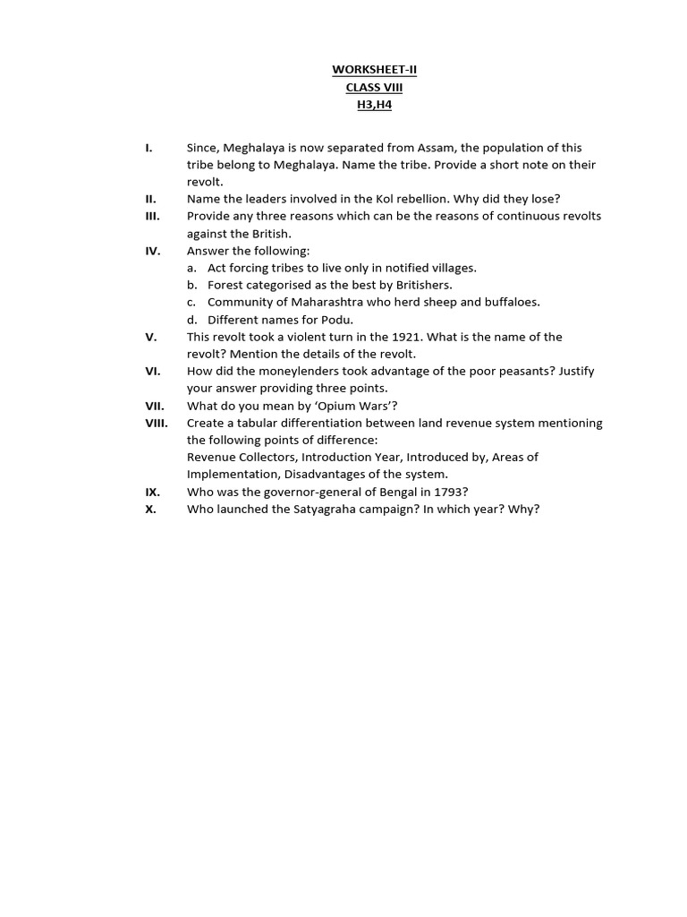 Viii H3 H4 WS | PDF