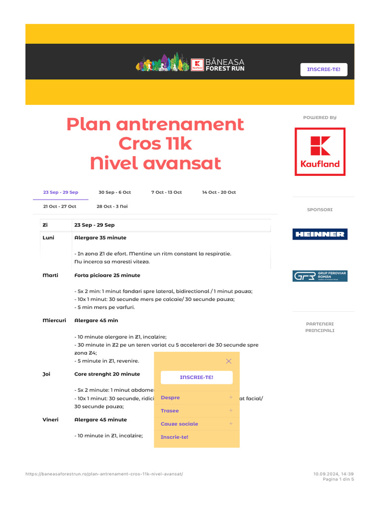 Cros 11K - Nivel Avansat - Baneasa Forest Run - 3 Noiembrie 2024 | PDF