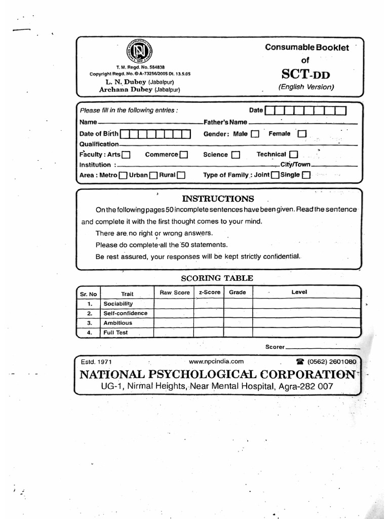 Sentence Completion Test | PDF