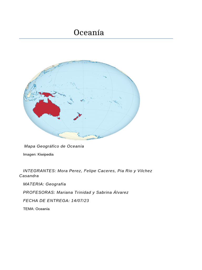 Trabajo Oceanía | PDF
