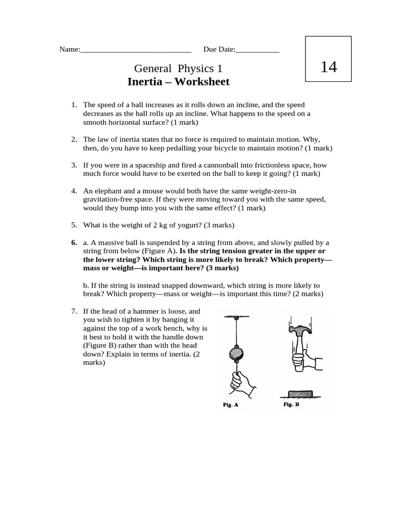 Inertia Worksheet | PDF