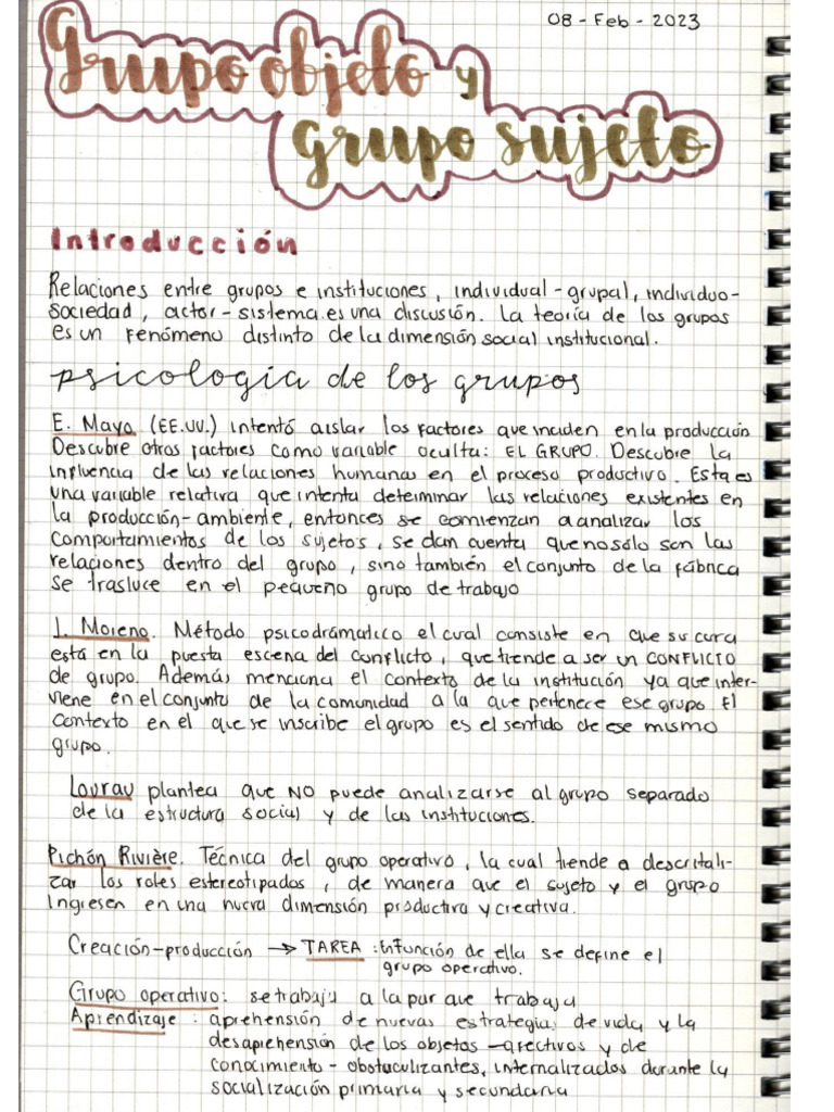 Objeto Grupo y Sujeto | PDF
