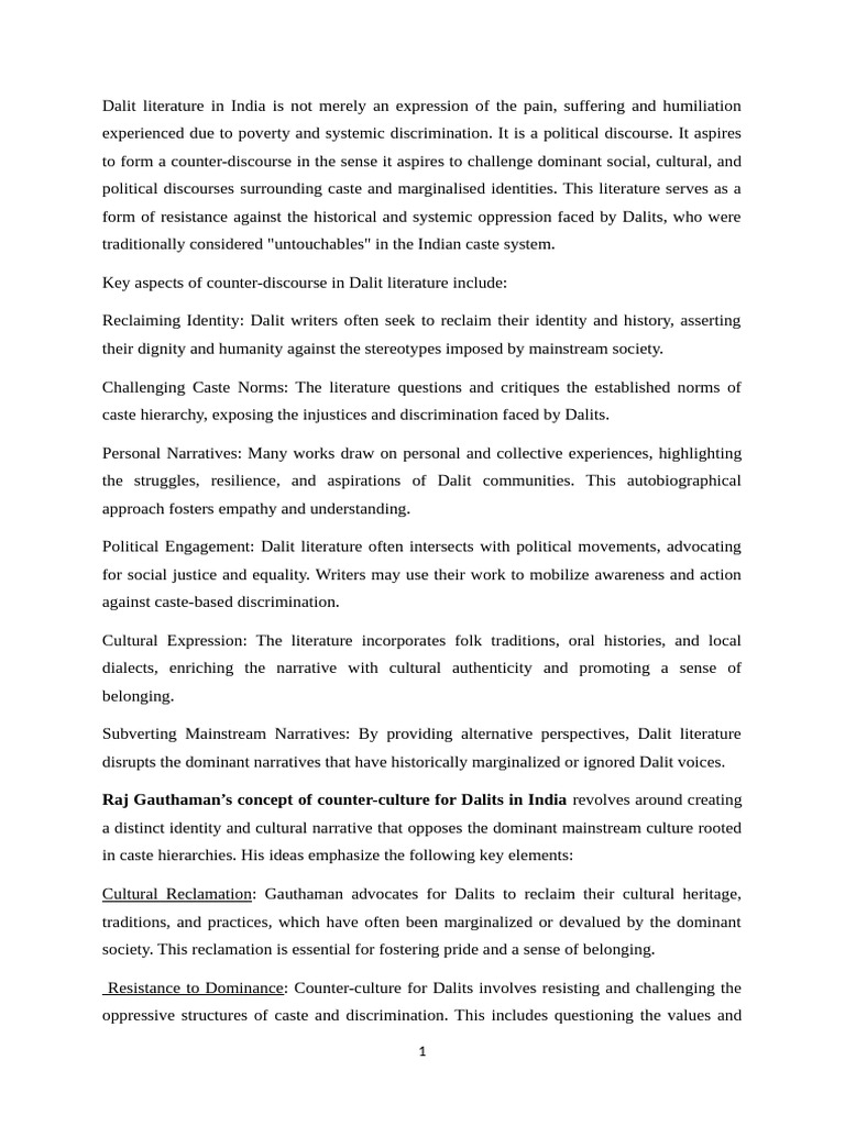 Dalit Literature and Counter-Culture | PDF | Dalit | Narrative