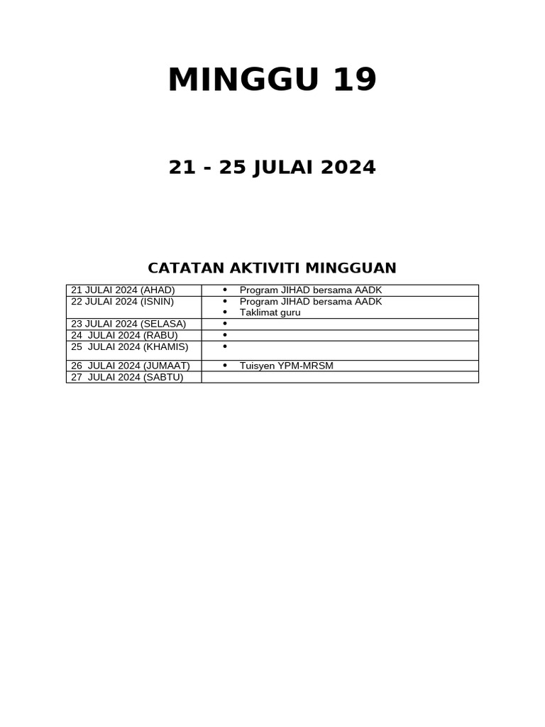 AKTIVITI MINGGUAN 19 | PDF