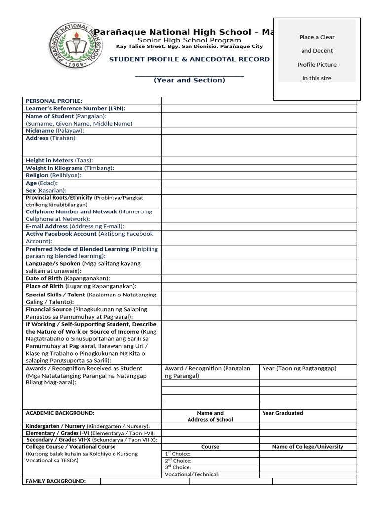 Individual Student Profile Anecdotal Record | PDF