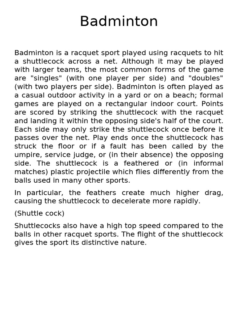 Badminton | PDF