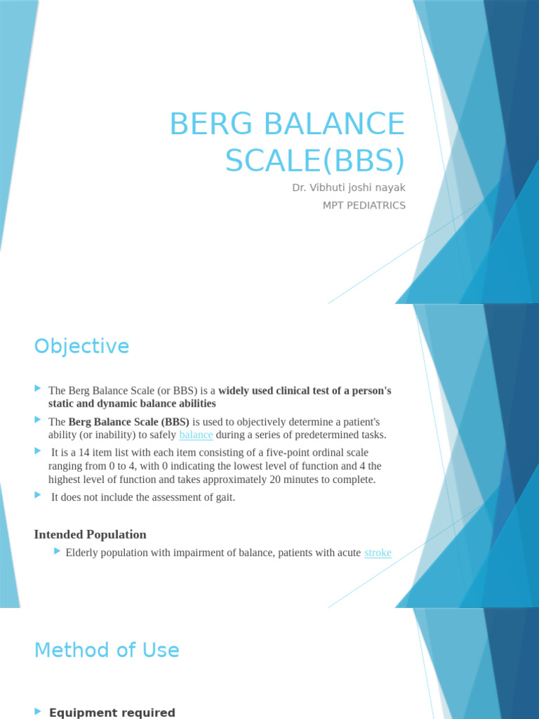 Berg Balance Scale (BBS) | PDF