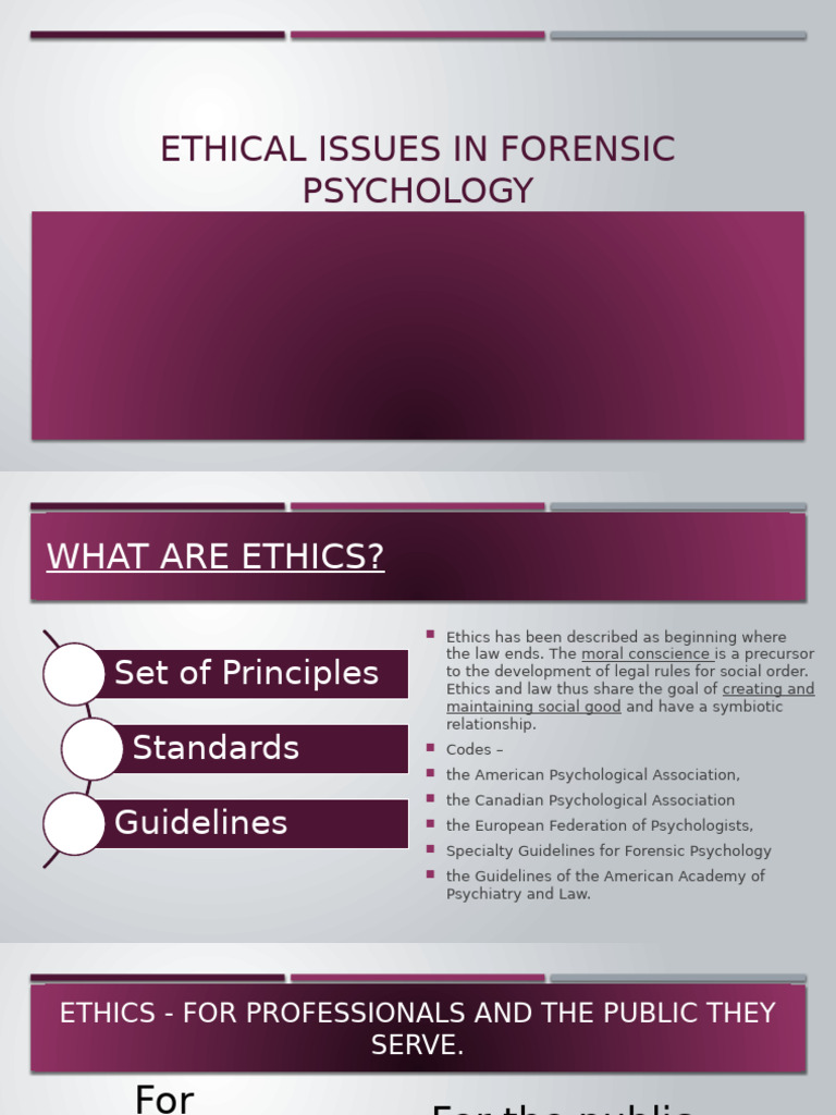 Ethical Issues in Forensic Psychology | PDF