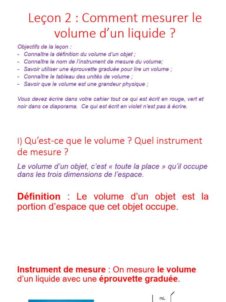 Lecon 2 de 6eme Le Volume | PDF