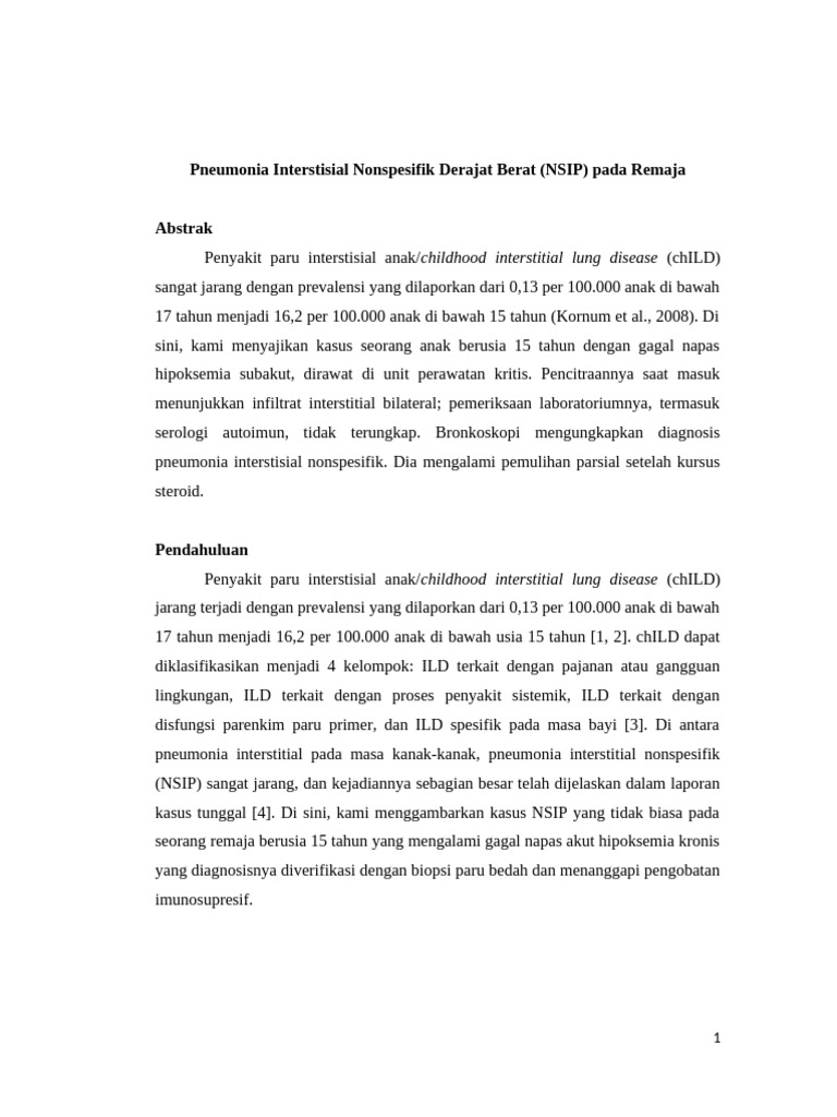 Nsip Paru Pada Remaja Kasus Langka Pdf